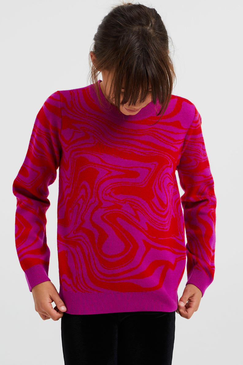 WE Fashion sweater met all over print fuchsia/rood | wehkamp
