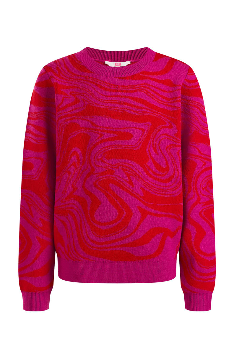 WE Fashion sweater met all over print fuchsia/rood | wehkamp
