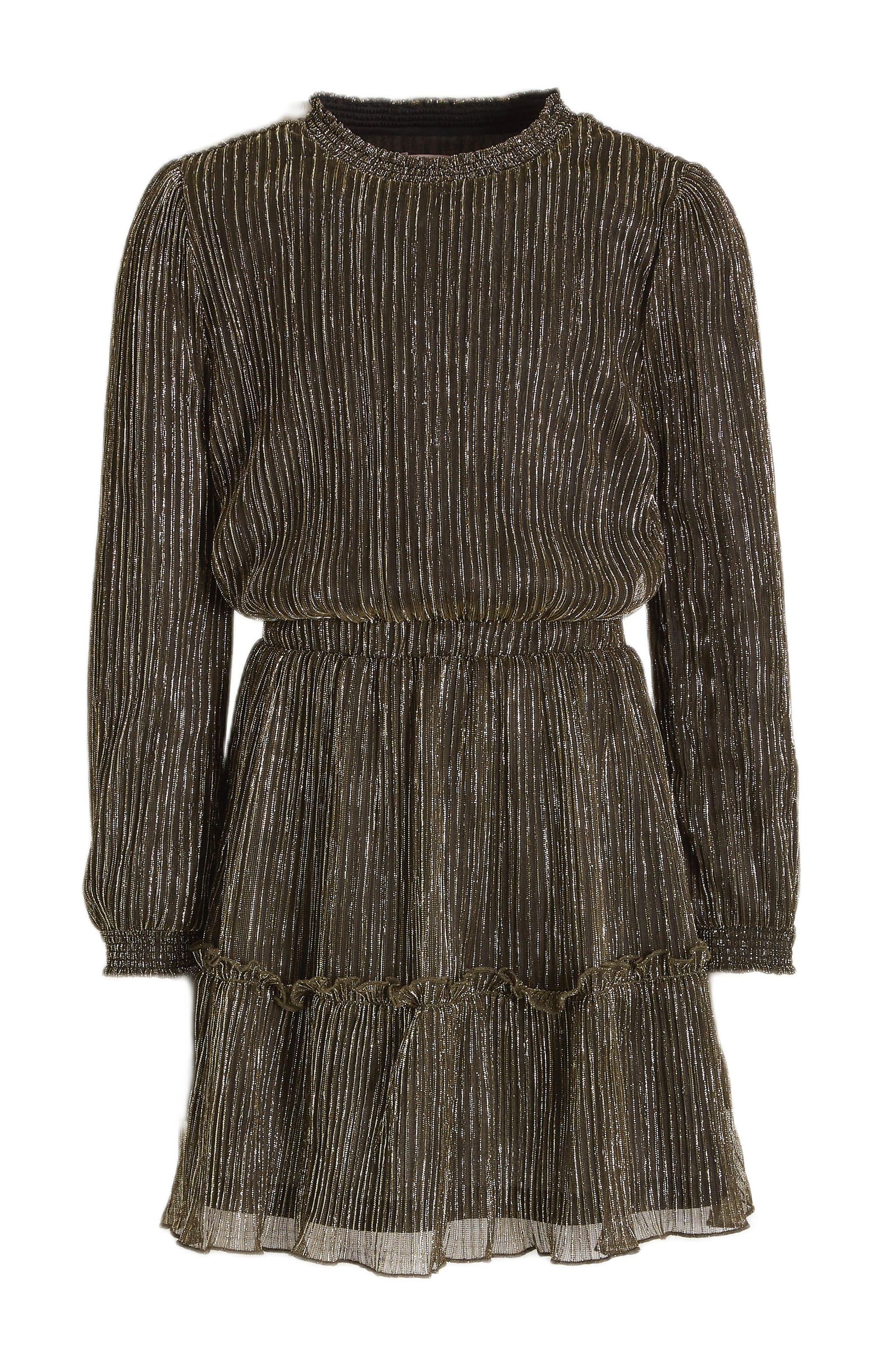 WE Fashion jurk met glitters zwart/goud | wehkamp