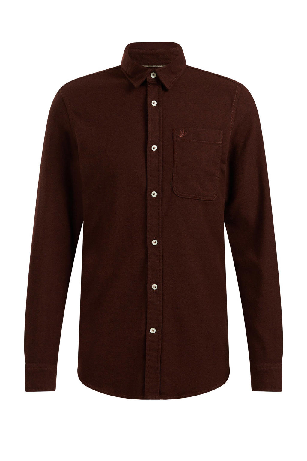 WE Fashion gemêleerd slim fit overhemd donkerrood | wehkamp