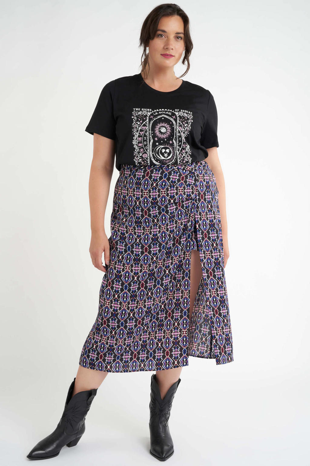 MS Mode midi rok met all over print paars | wehkamp