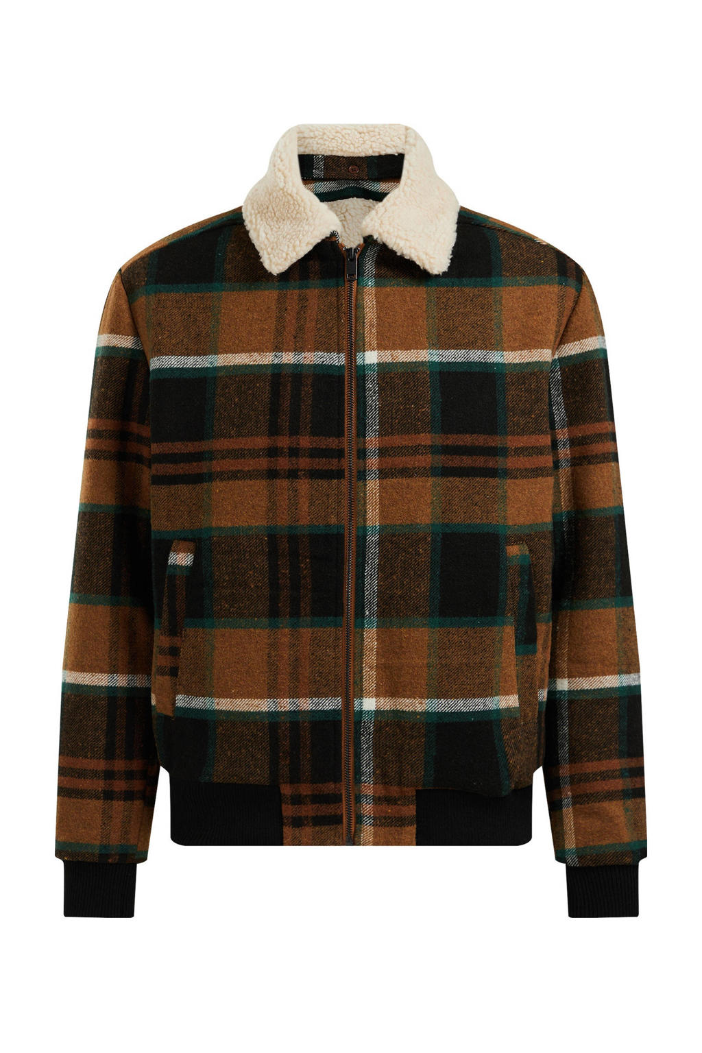 WE Fashion geruite jack met wol bruin | wehkamp