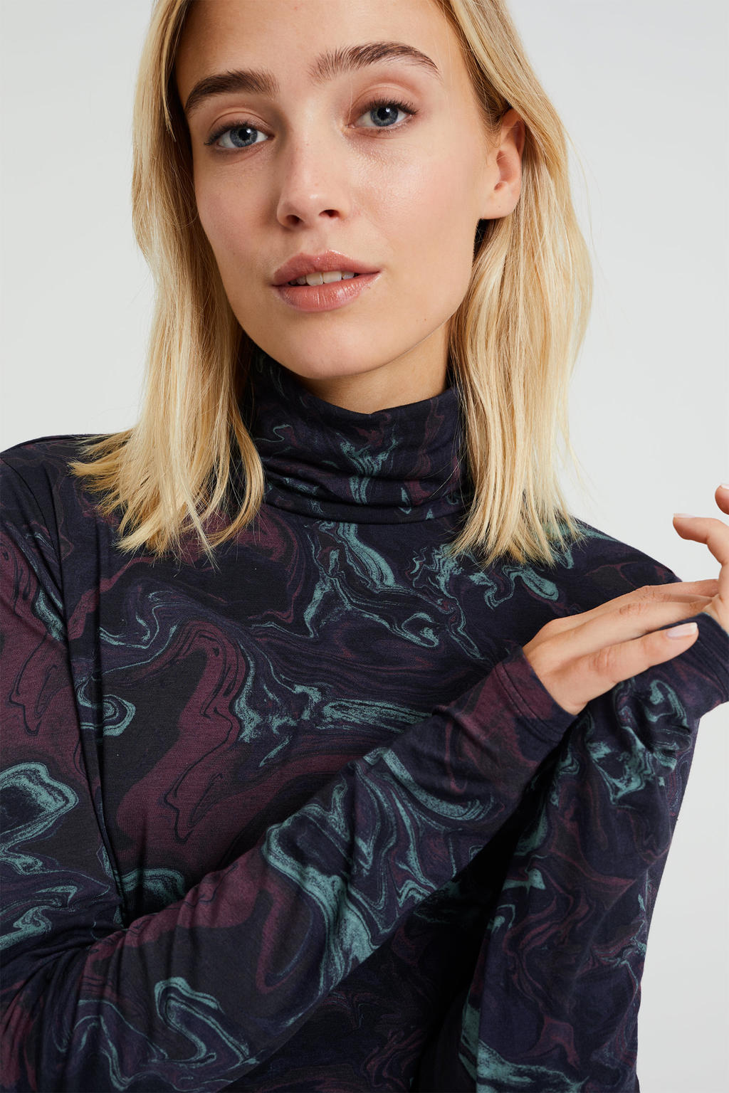 WE Fashion gebloemde top zwart/groen/paars | wehkamp