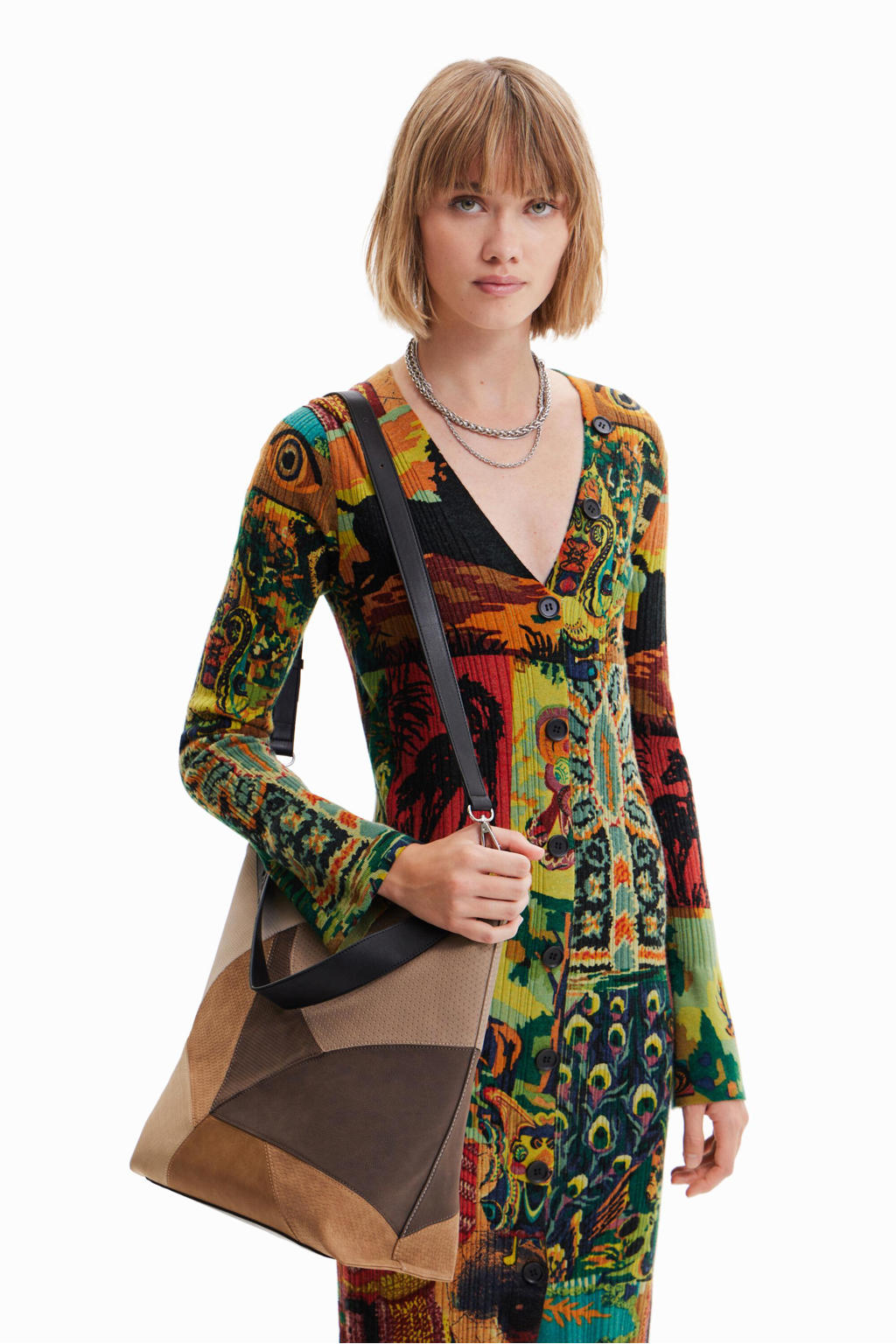 Desigual shopper met patchwork bruin | wehkamp