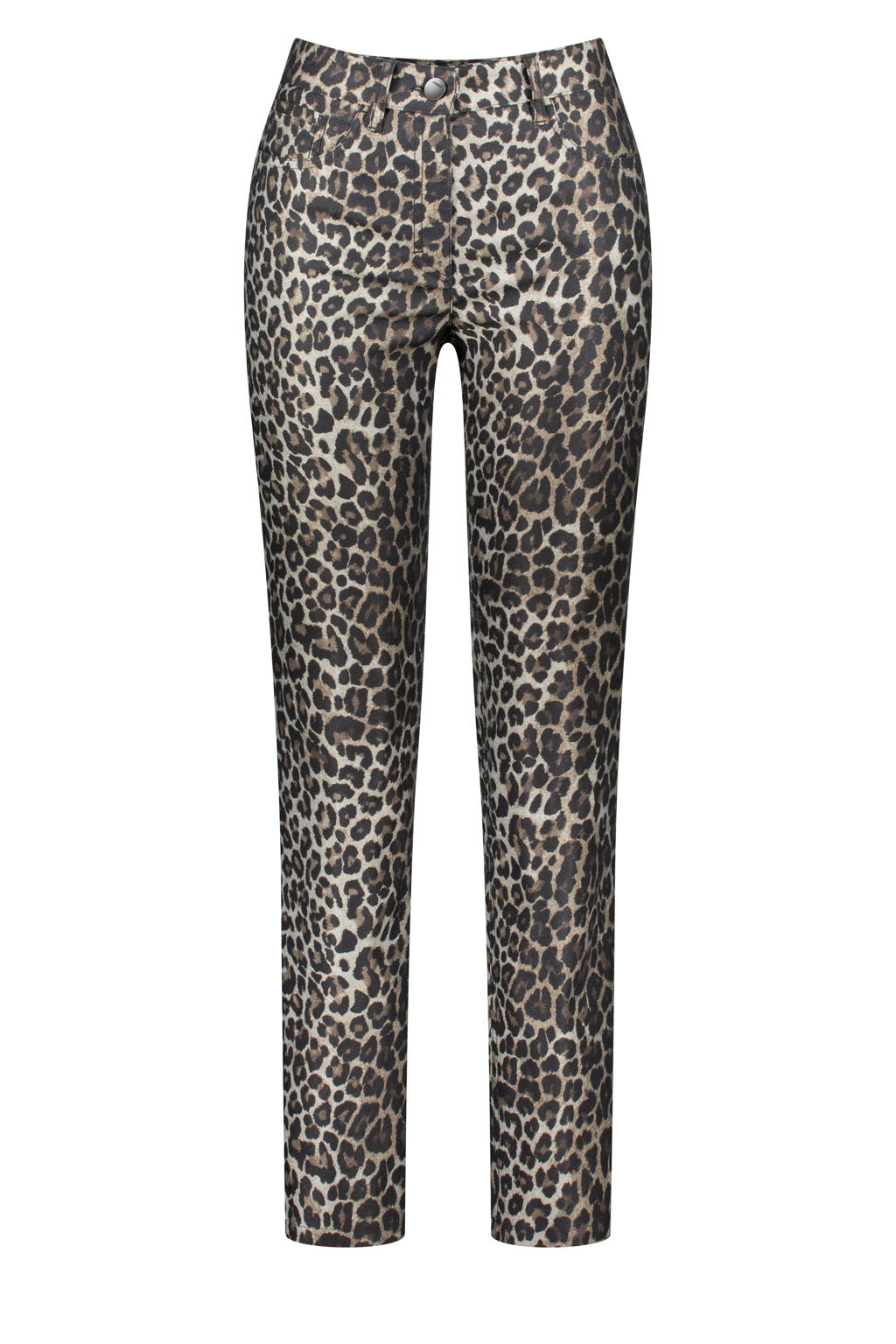 Zerres slim fit broek Cora met panterprint zwart/beige | wehkamp