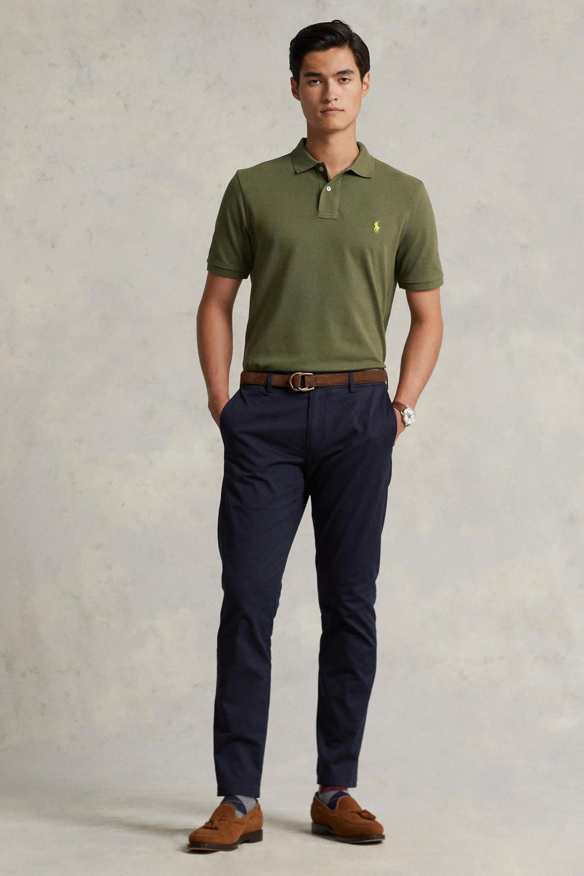 Polo Ralph Lauren slim fit polo dark sage | wehkamp