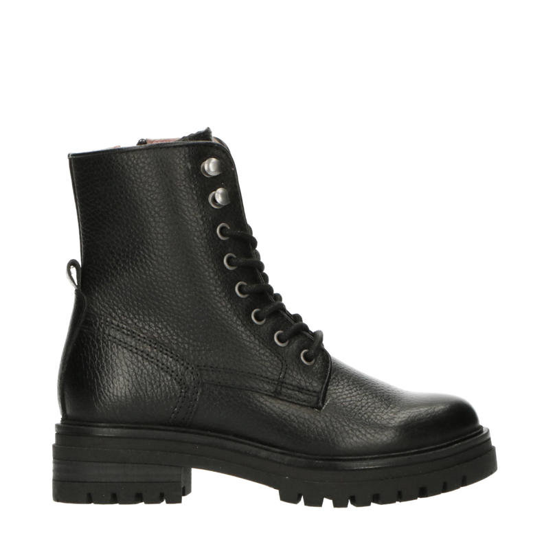 PS Poelman leren veterboots zwart | wehkamp