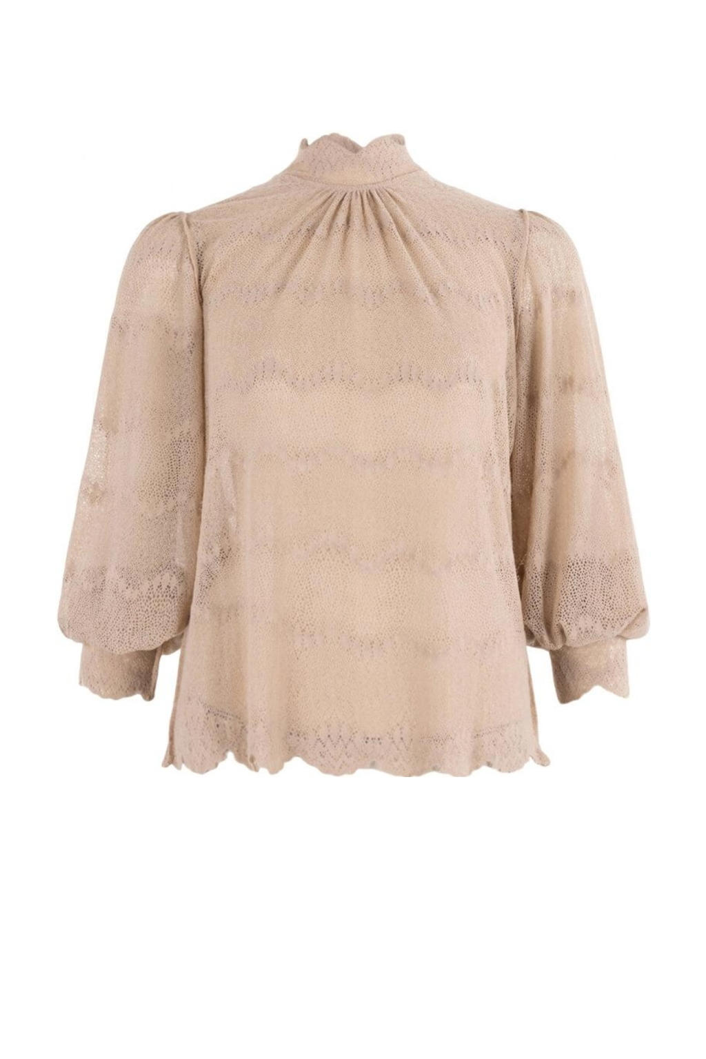 Anna by Anna van Toor top met kant beige | wehkamp