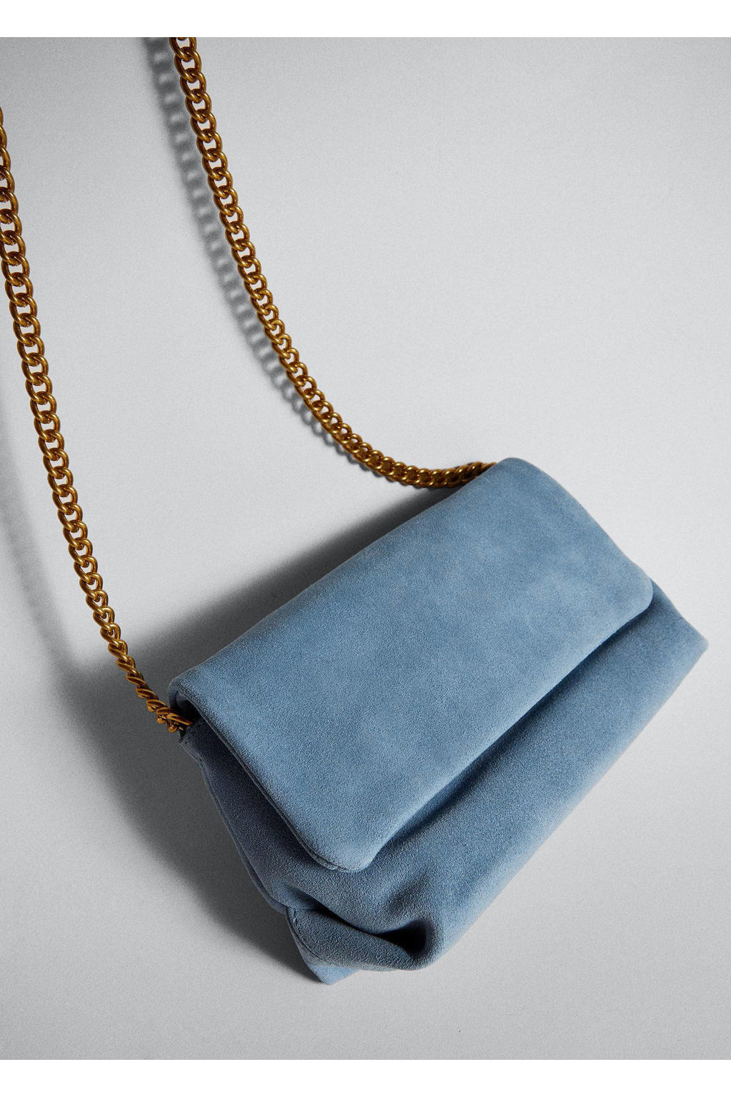 Mango suède crossbody tas lichtblauw | wehkamp