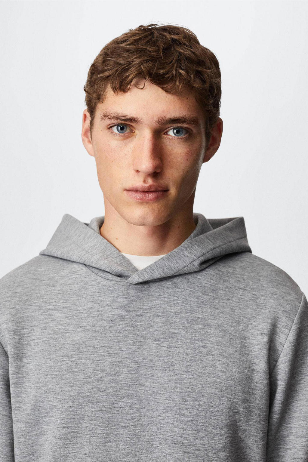 Mango Man gemêleerde hoodie grijs melange | wehkamp
