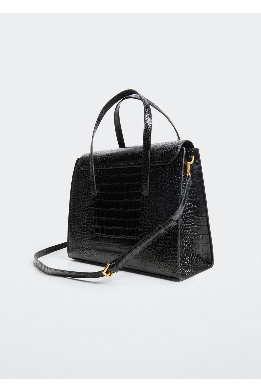 Mango crossbody tas met crocoprint zwart | wehkamp