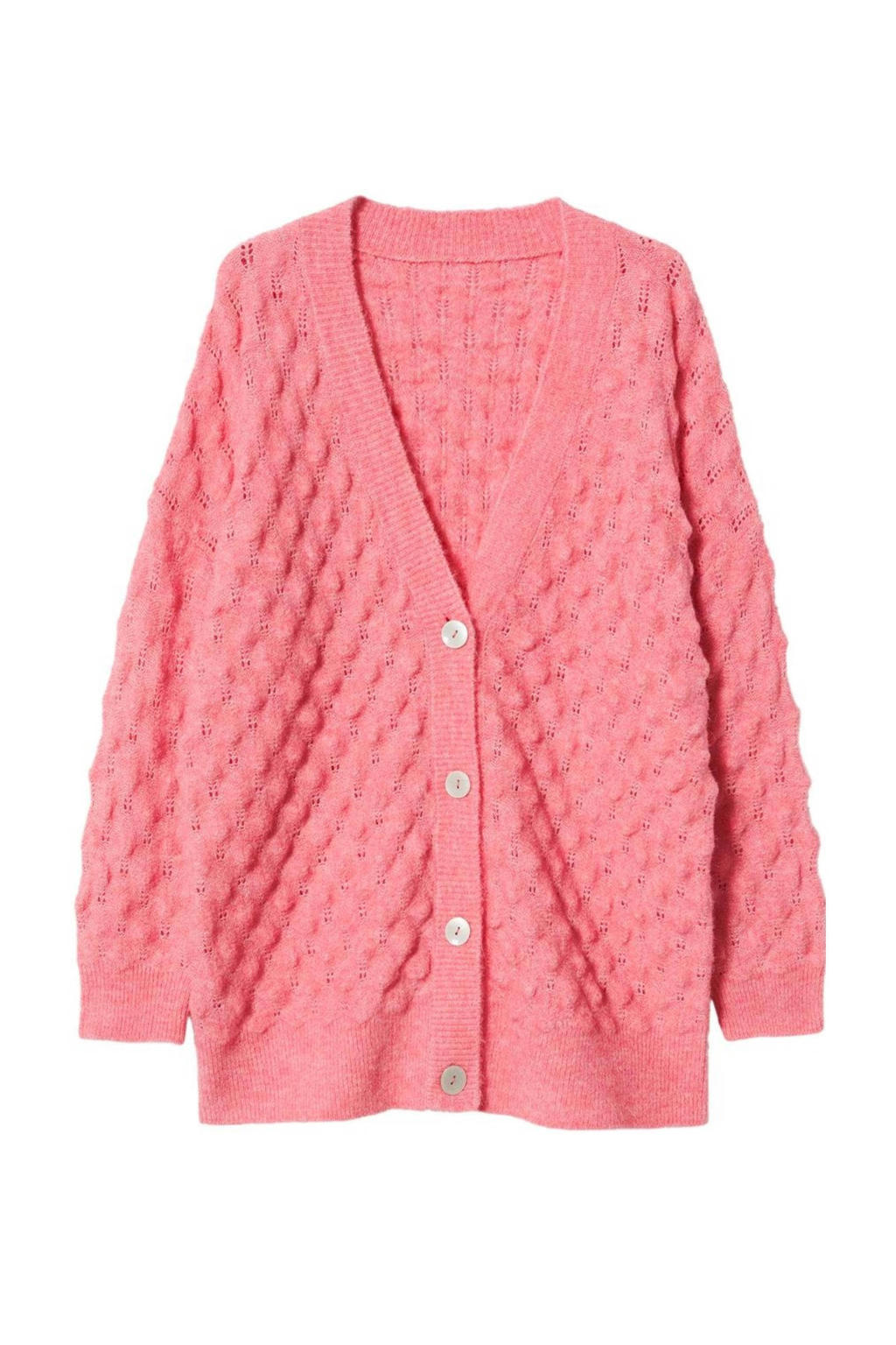 Mango gebreid vest met wol roze | wehkamp