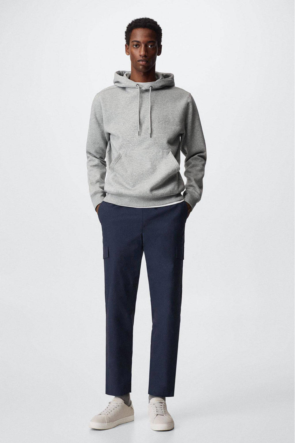 Mango Man gemêleerde hoodie grijs melange | wehkamp