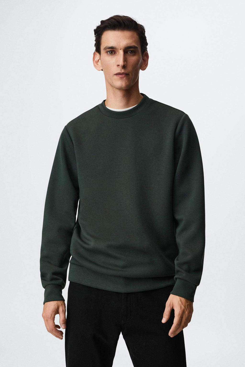 Mango Man sweater donkergroen | wehkamp