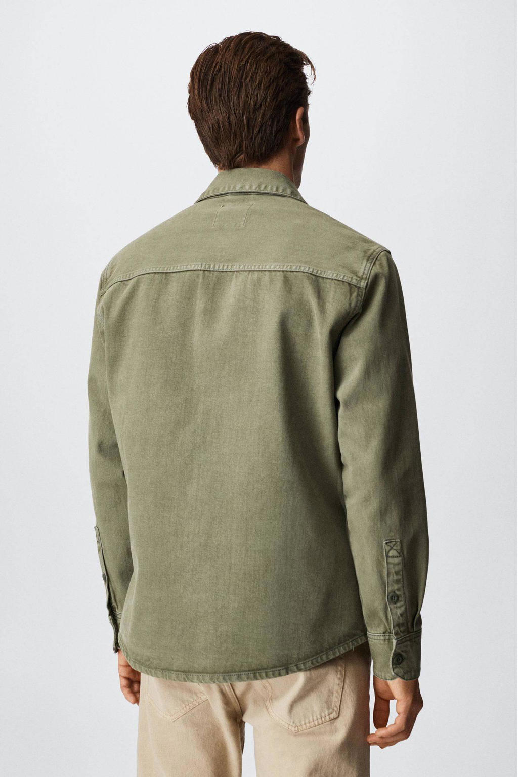 Mango Man regular fit overshirt khaki | wehkamp