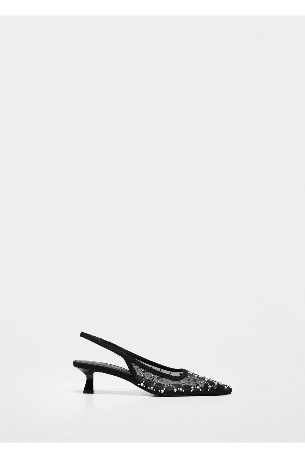 Mango slingback pumps met strass steentjes zwart | wehkamp