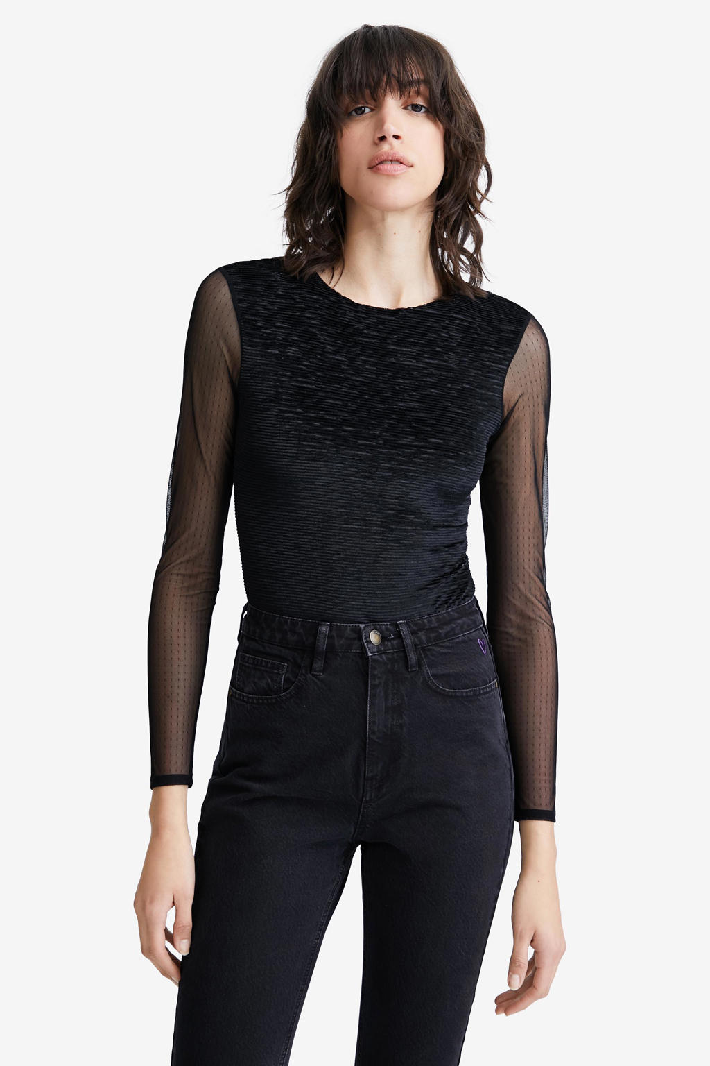 Desigual top met open rug zwart | wehkamp