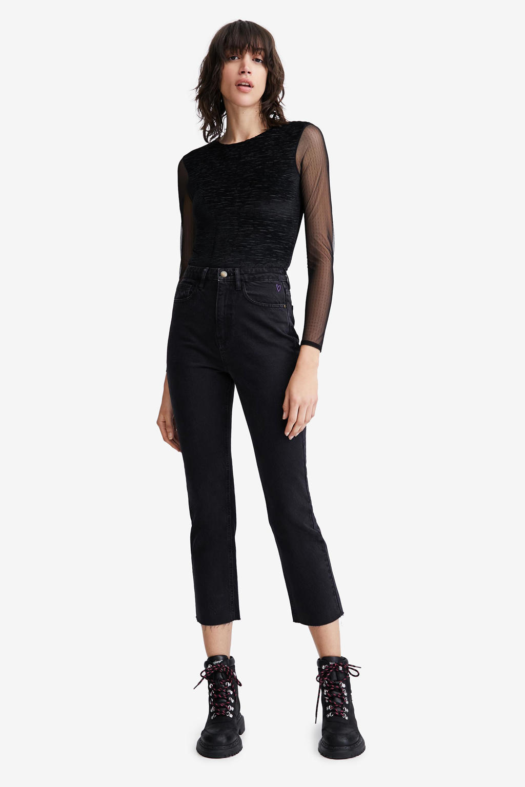 Desigual top met open rug zwart | wehkamp