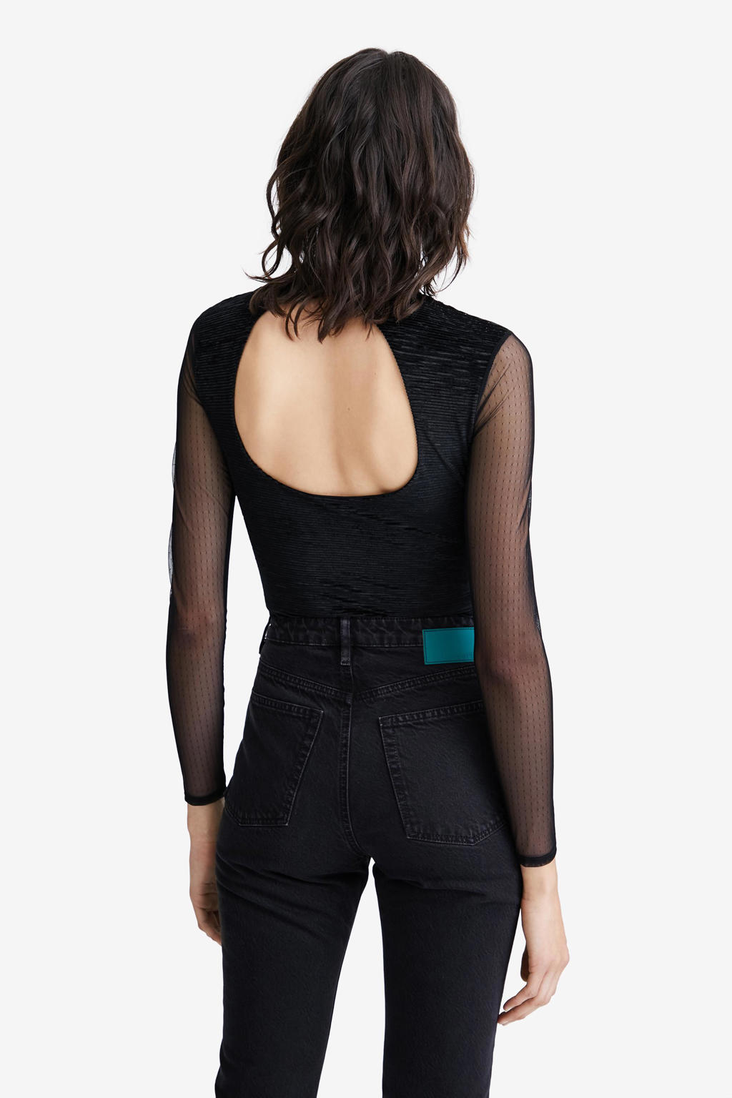 Desigual top met open rug zwart | wehkamp