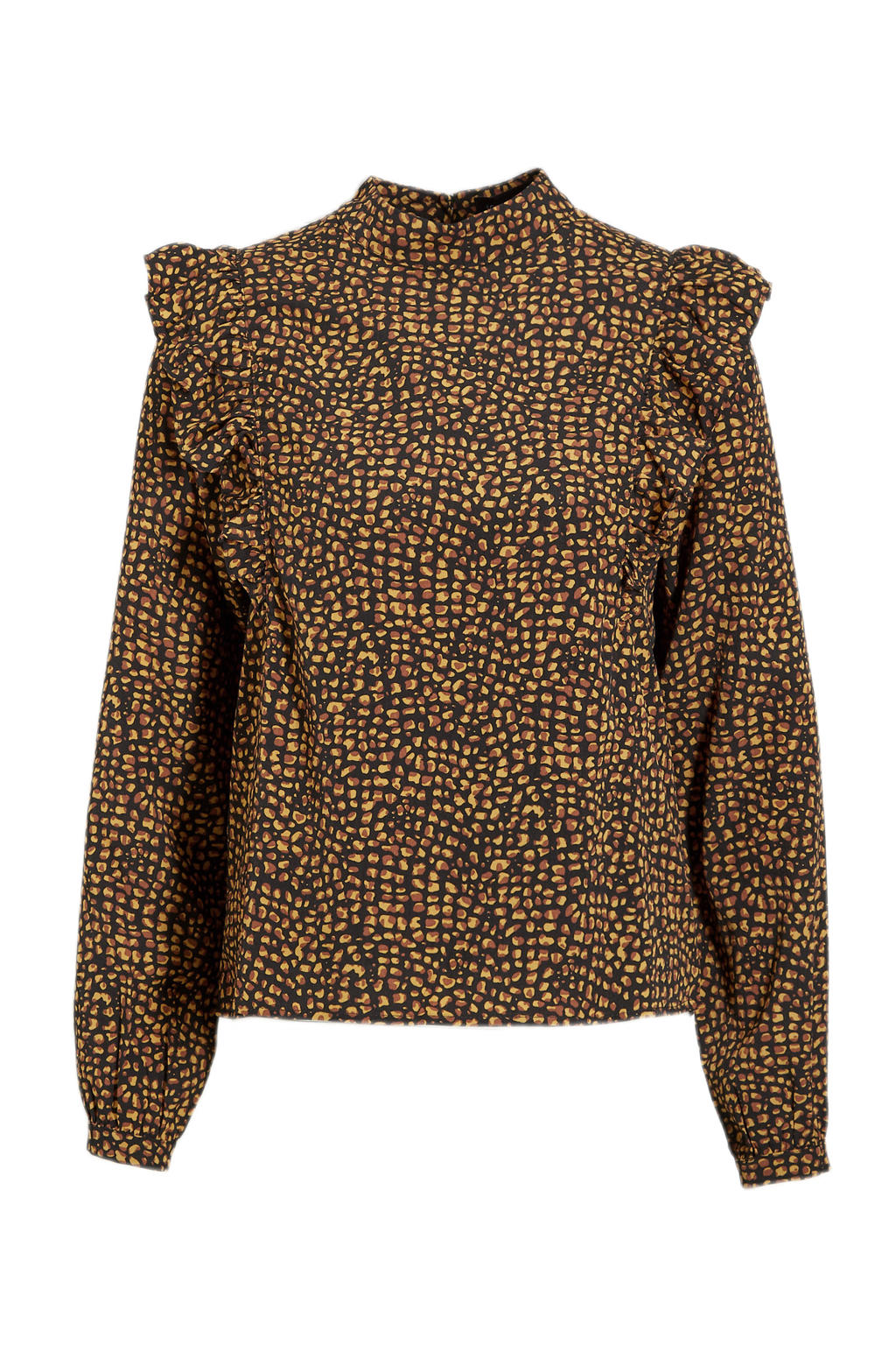 Lofty Manner top Joanna met all over print en ruches bruin | wehkamp
