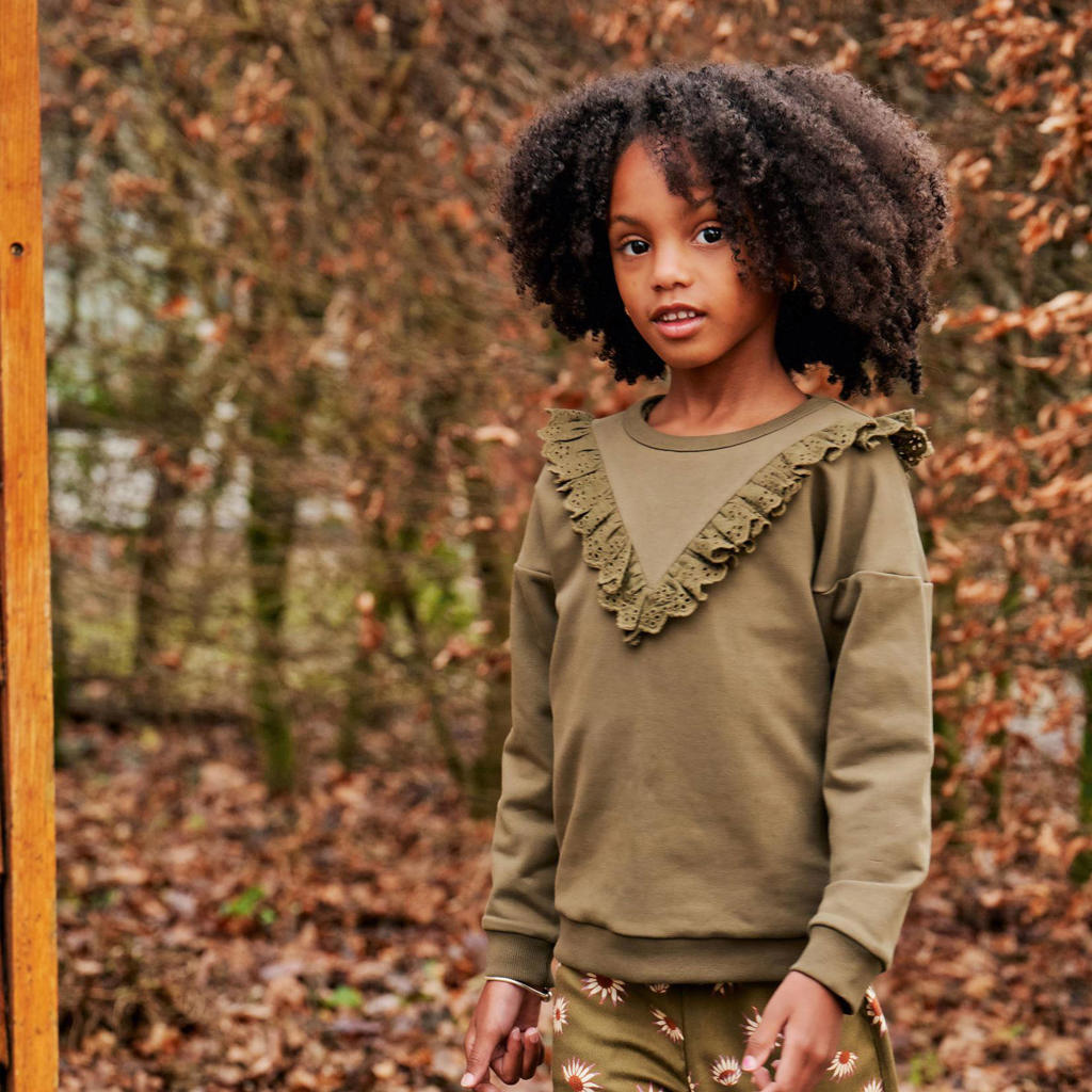 Your Wishes sweater Dorith met ruches groen | wehkamp