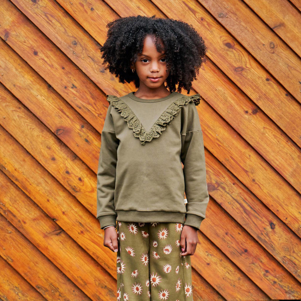 Your Wishes sweater Dorith met ruches groen | wehkamp