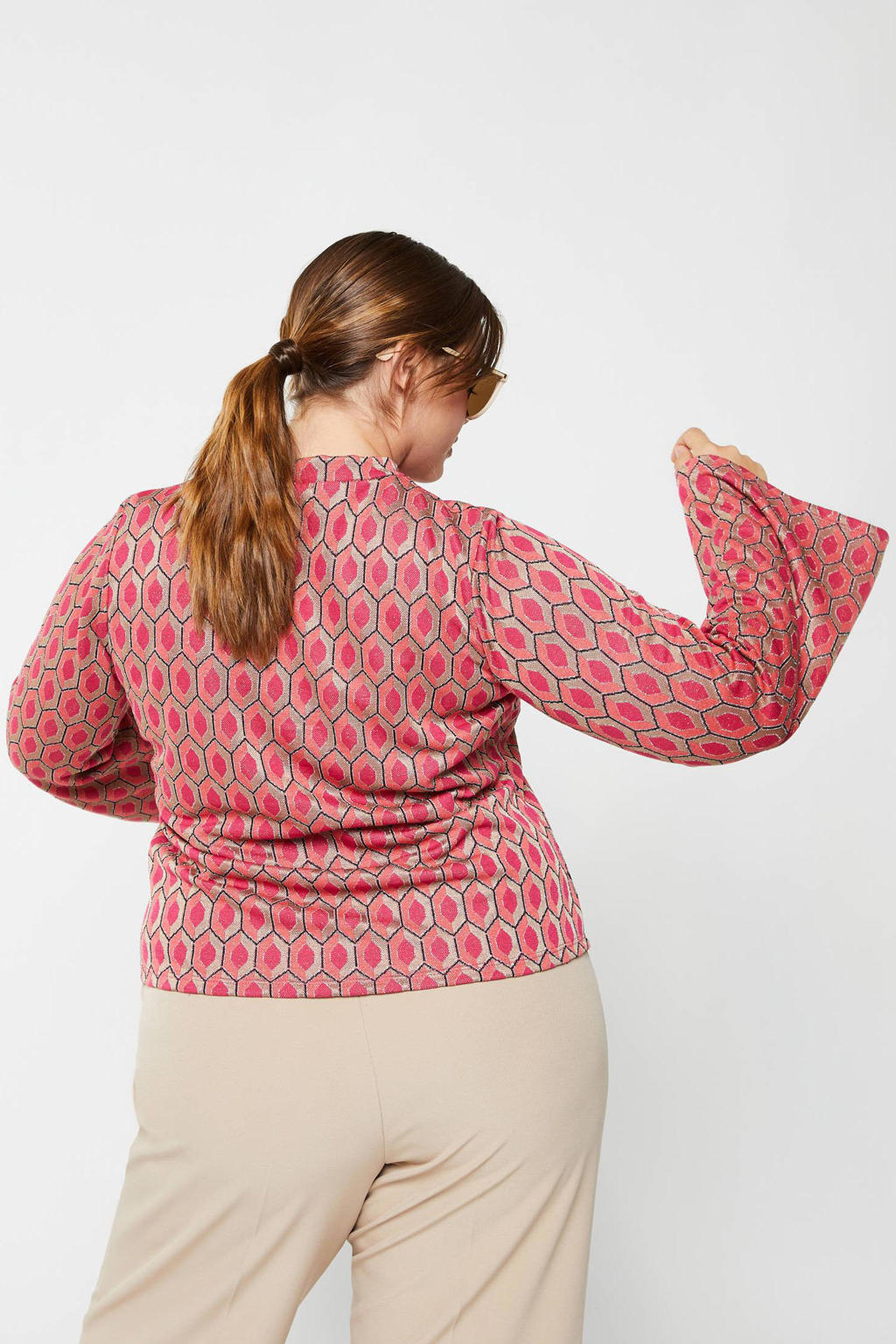 ZINO & JUDY top met all over print roze/zilver | wehkamp