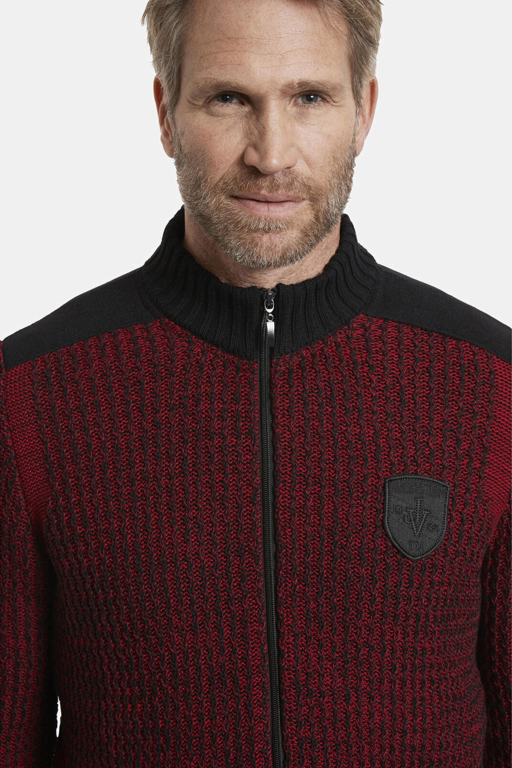 Jan Vanderstorm gebreid vest HALSTEN Plus Size rood | wehkamp