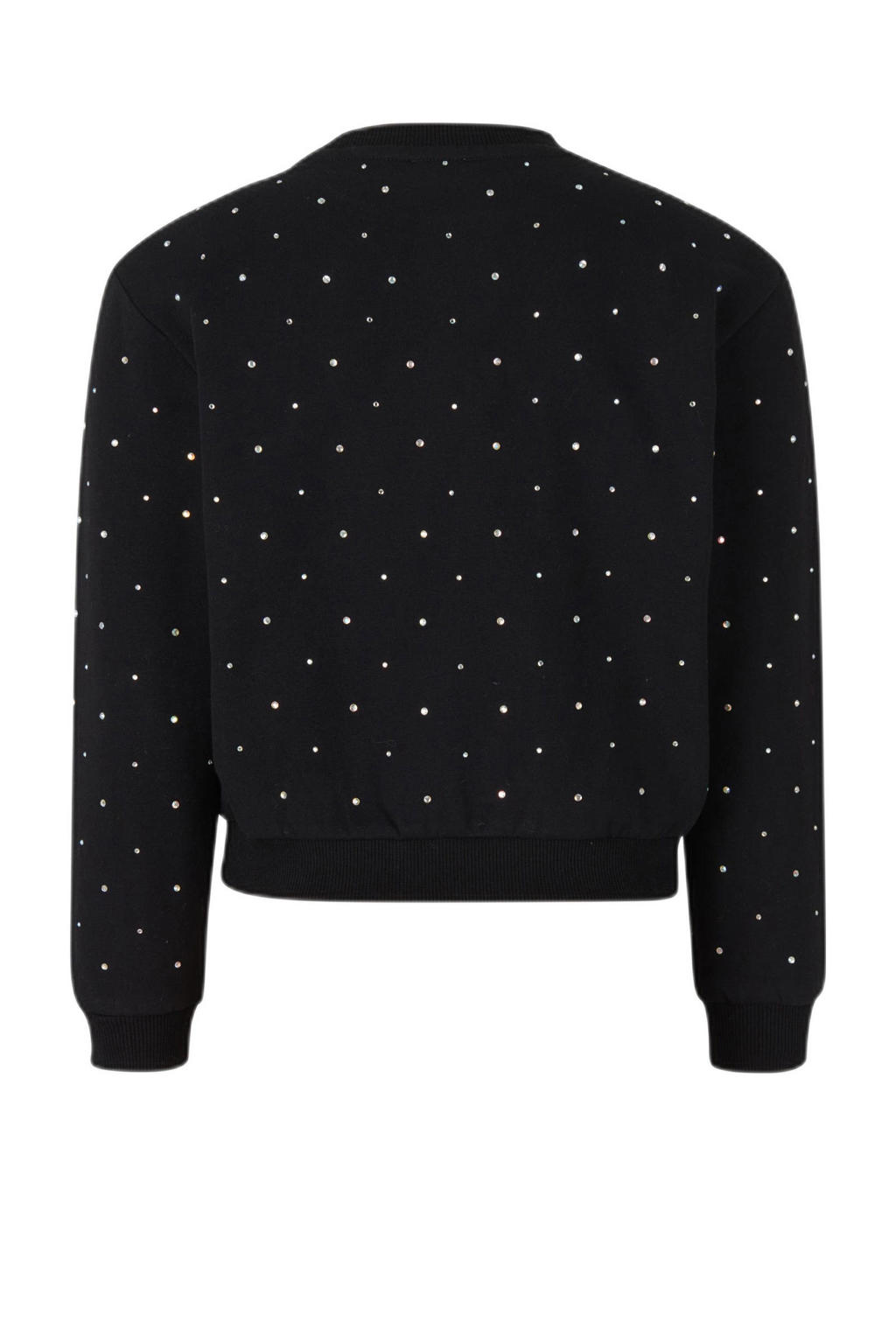 Shoeby sweater Strass met all over print en strass steentjes zwart ...