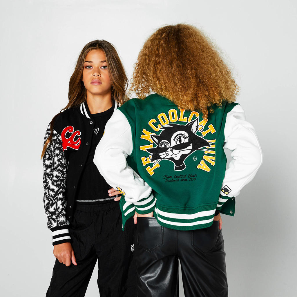 CoolCat Junior baseball vest Serina met print groen/wit | wehkamp