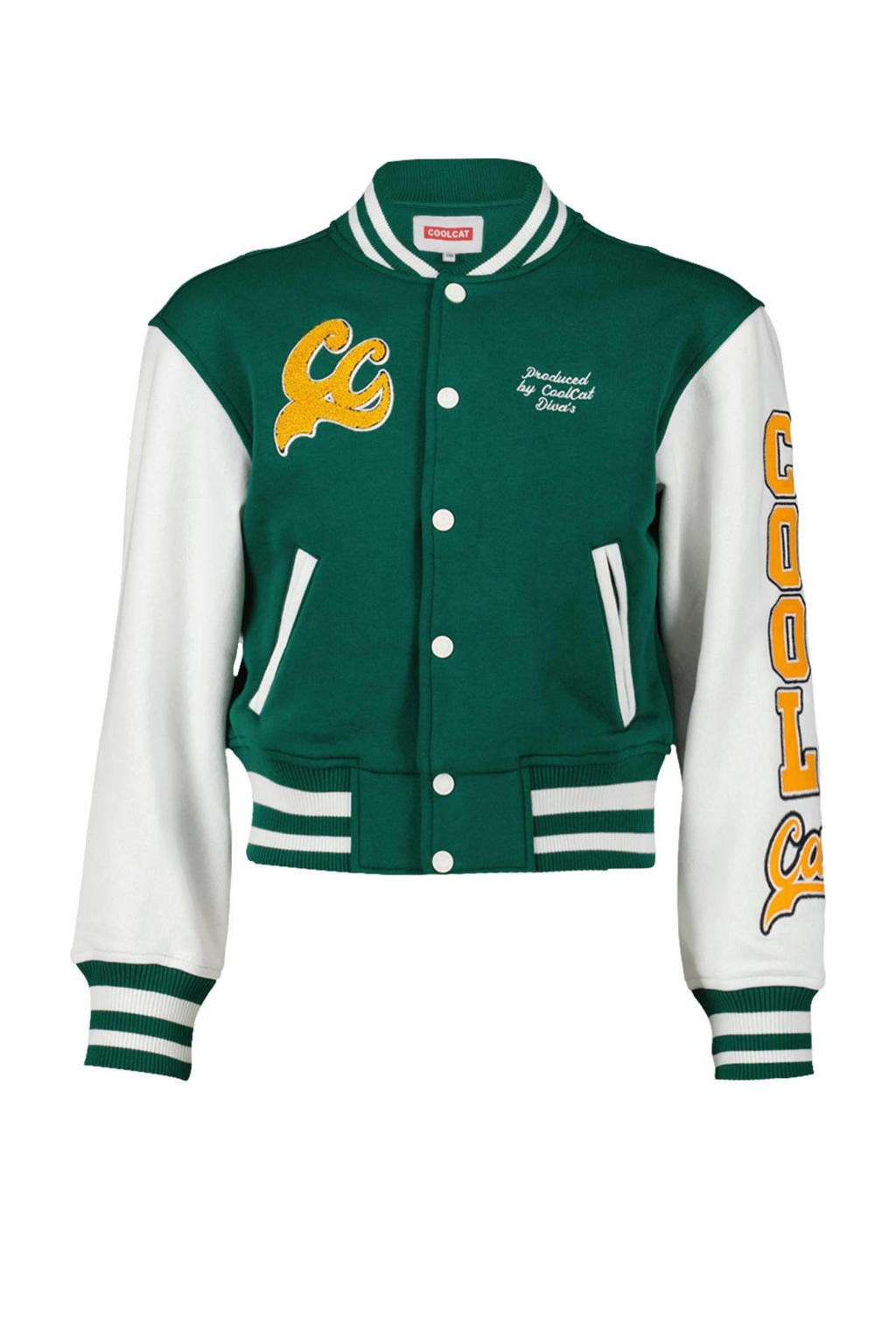 CoolCat Junior baseball vest Serina met print groen/wit | wehkamp