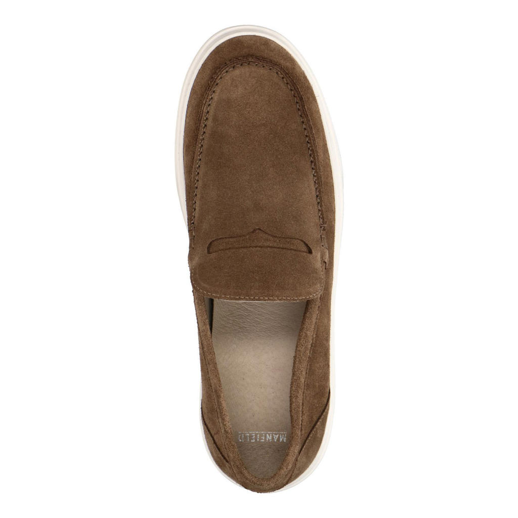 Manfield suede instappers taupe | wehkamp