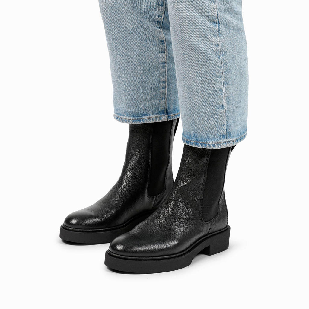 Manfield leren chelsea boots zwart | wehkamp