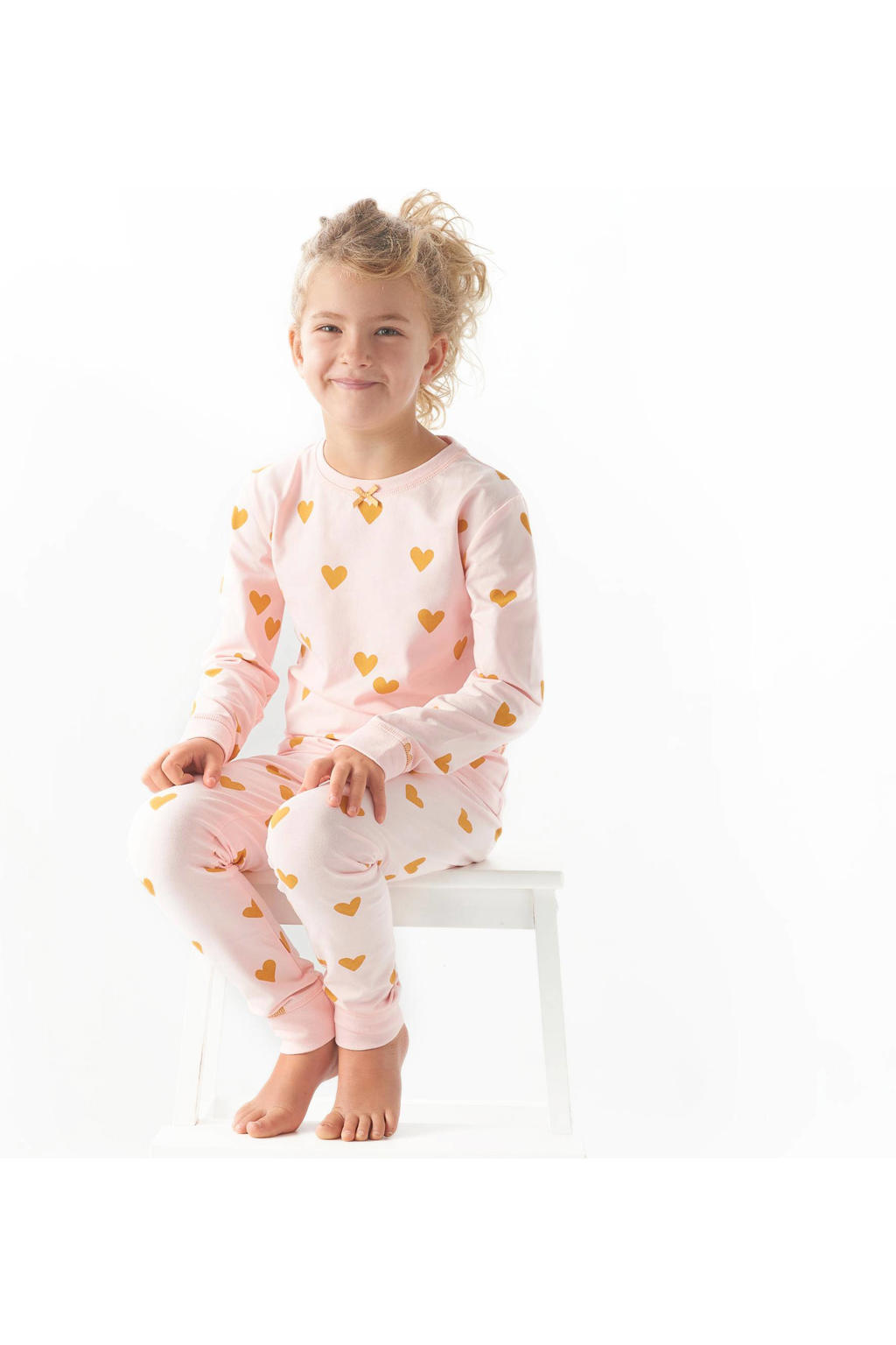 Little Label pyjama met hartjes van katoen roze | wehkamp