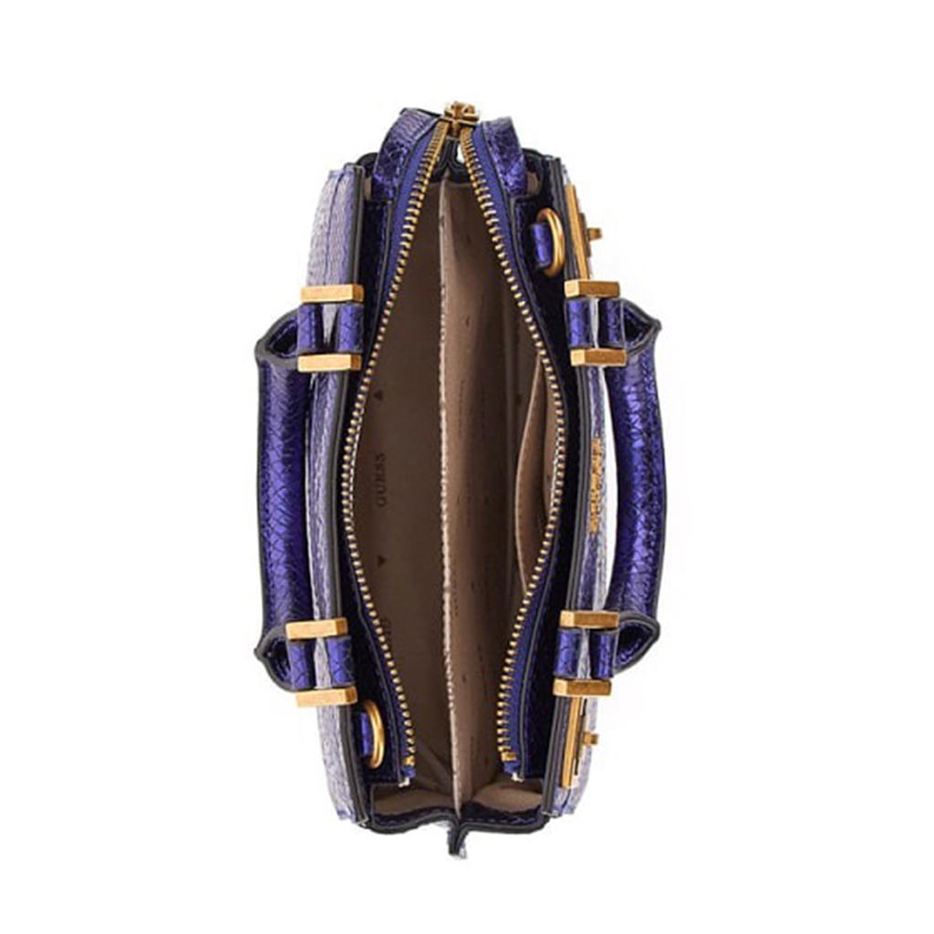 GUESS metallic handtas Katey Mini met slangenprint paars | wehkamp