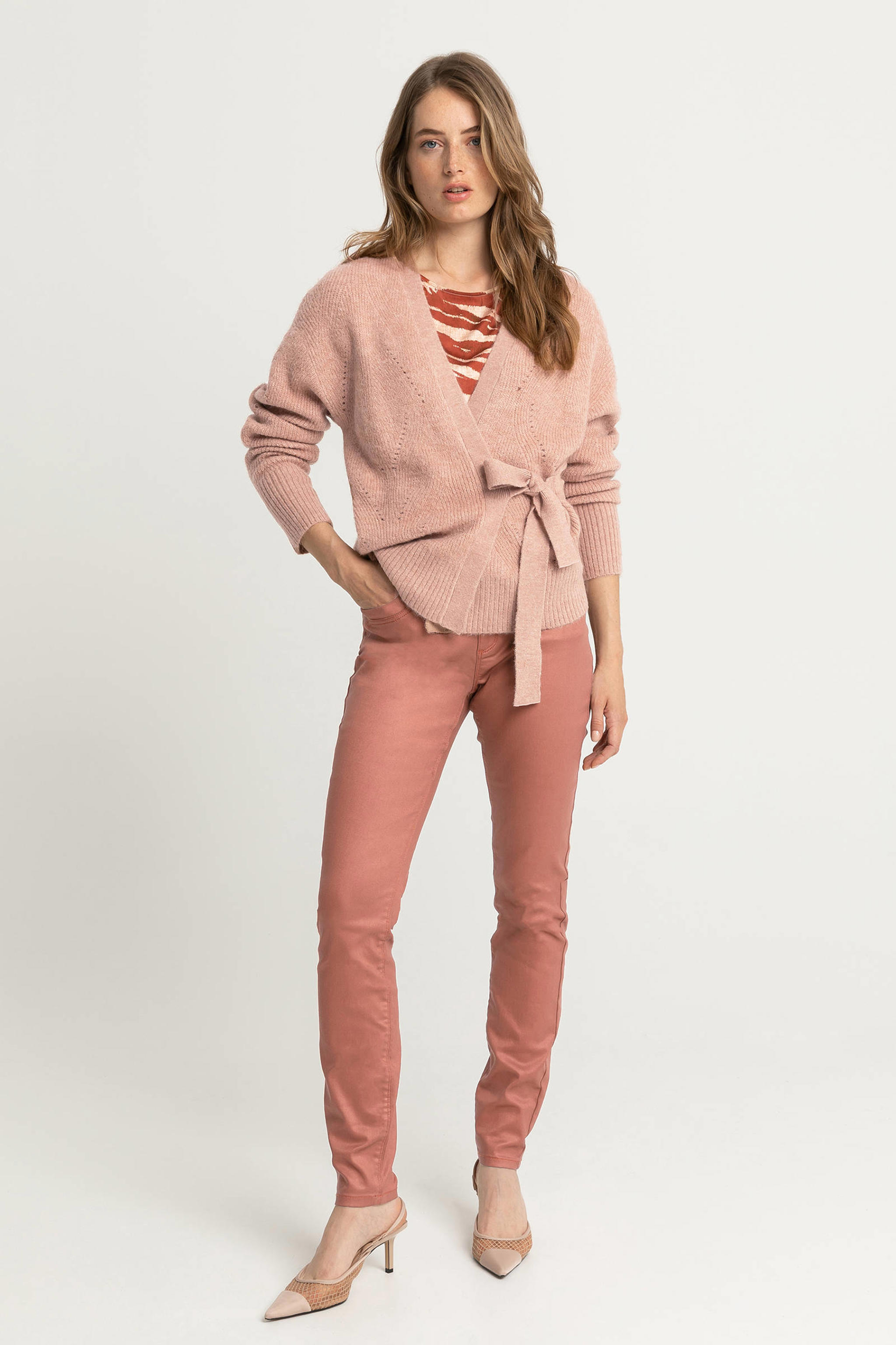 Expresso coated skinny broek brique | wehkamp