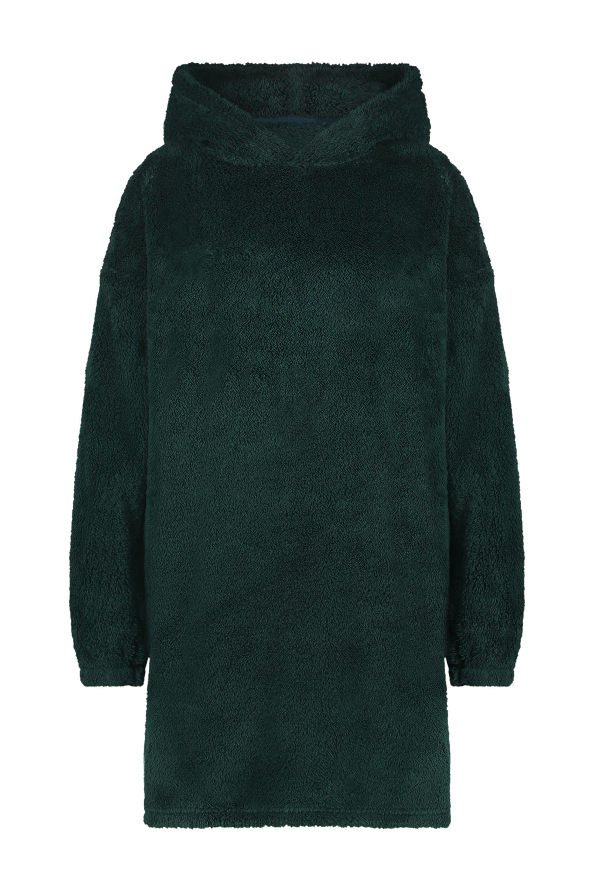 Hunkemöller fleece loungejurk Snuggle donkergroen | wehkamp