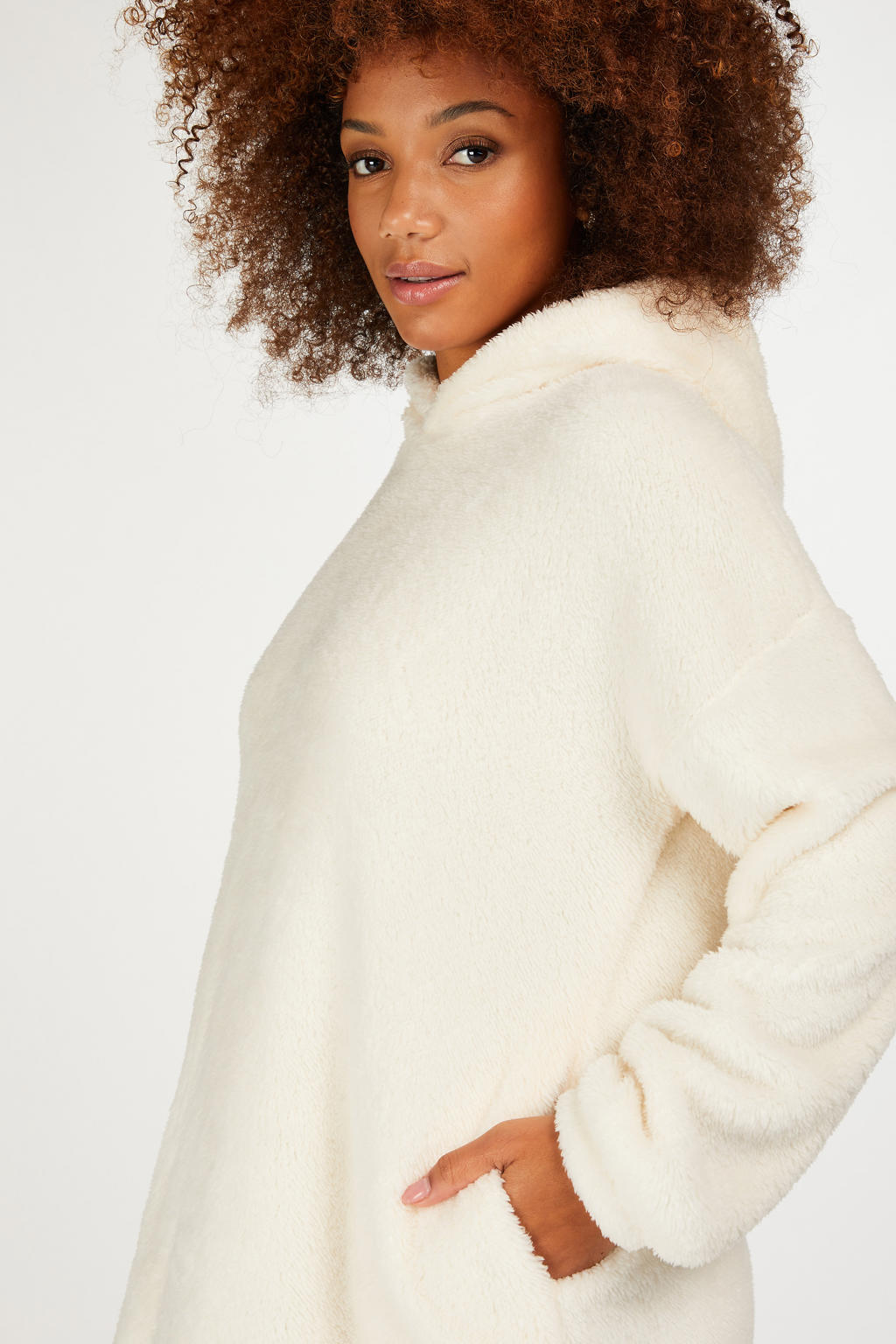Hunkemöller fleece loungejurk Snuggle ecru | wehkamp