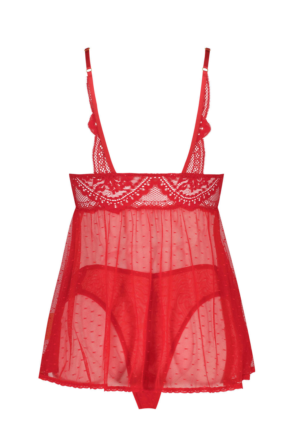 Hunkemöller babydoll met slip Oceana rood | wehkamp
