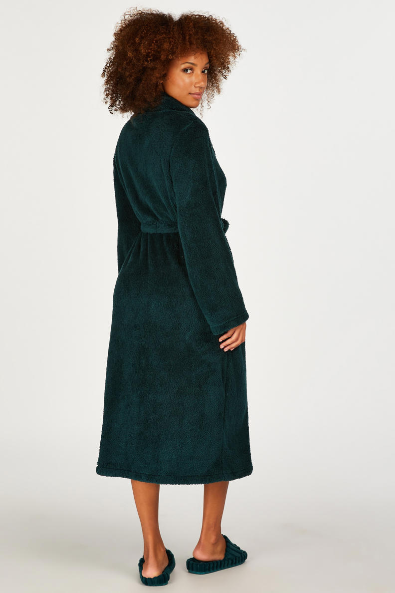 Hunkemöller fleece badjas donkergroen | wehkamp