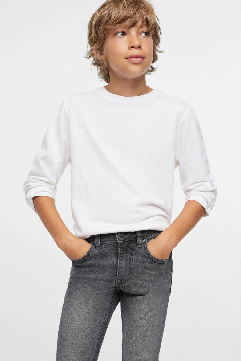 Mango Kids skinny jeans lichtgrijs denim | wehkamp
