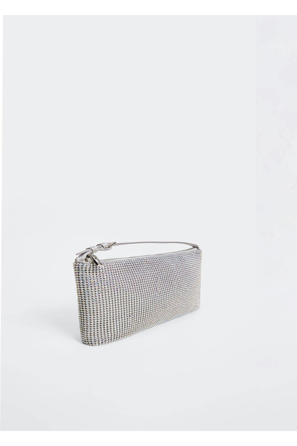 Mango clutch met strass steentjes zilverkleurig | wehkamp