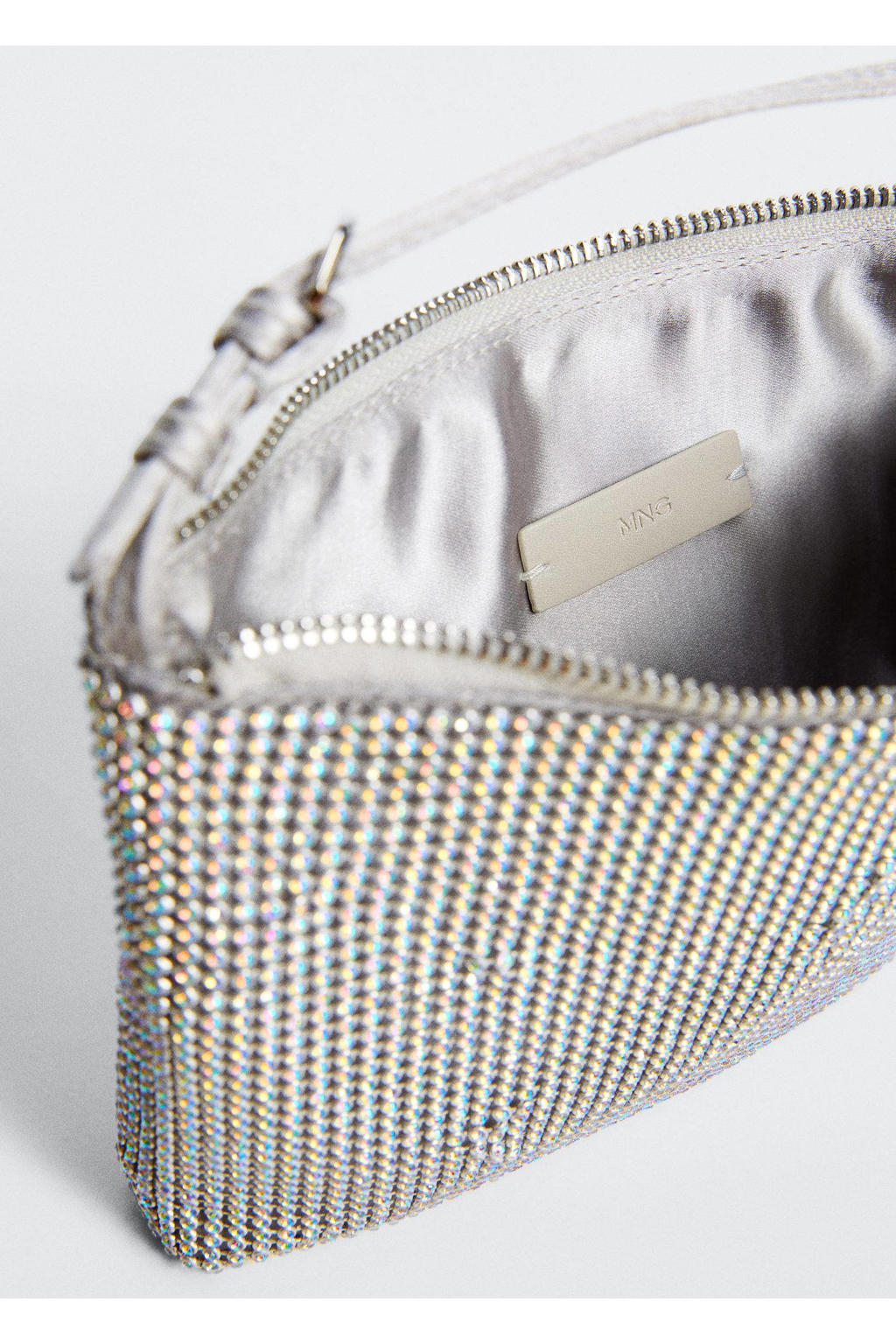 Mango clutch met strass steentjes zilverkleurig | wehkamp