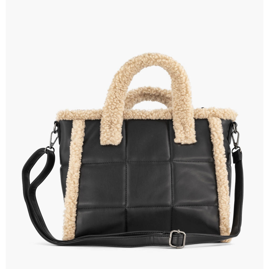 Oxmox doorgestikte handtas met teddy details zwart | wehkamp