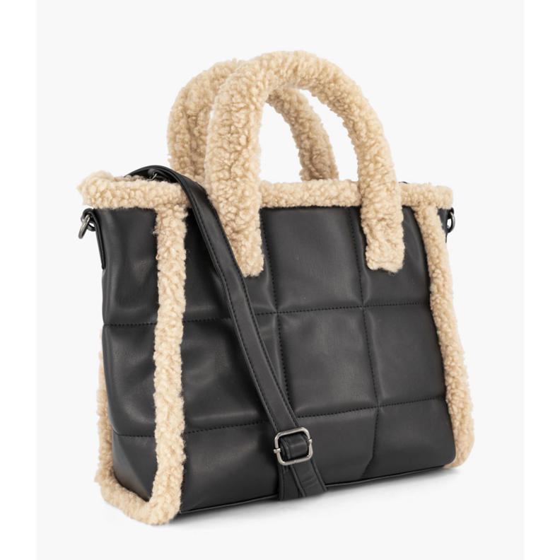 Oxmox doorgestikte handtas met teddy details zwart | wehkamp