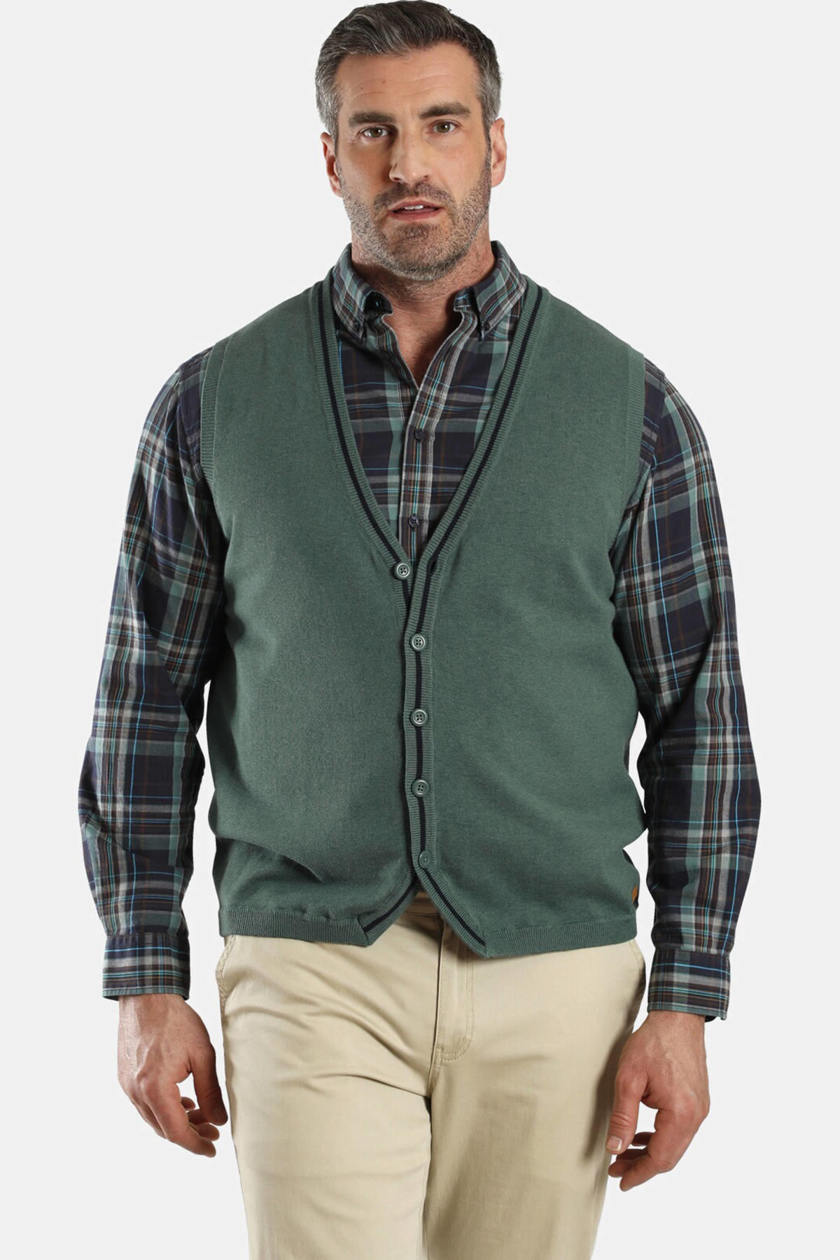 Charles Colby gilet DUKE FREDO Plus Size groen | wehkamp