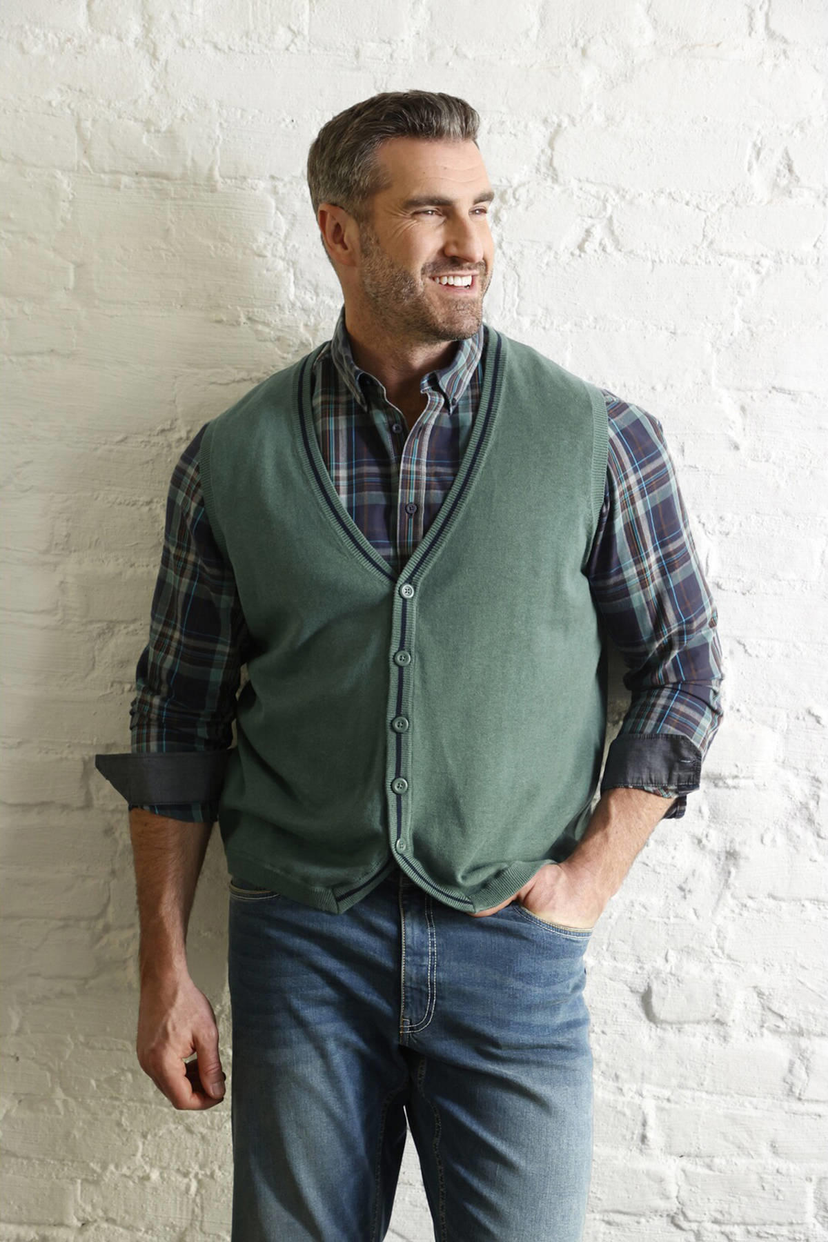 Charles Colby gilet DUKE FREDO Plus Size groen | wehkamp