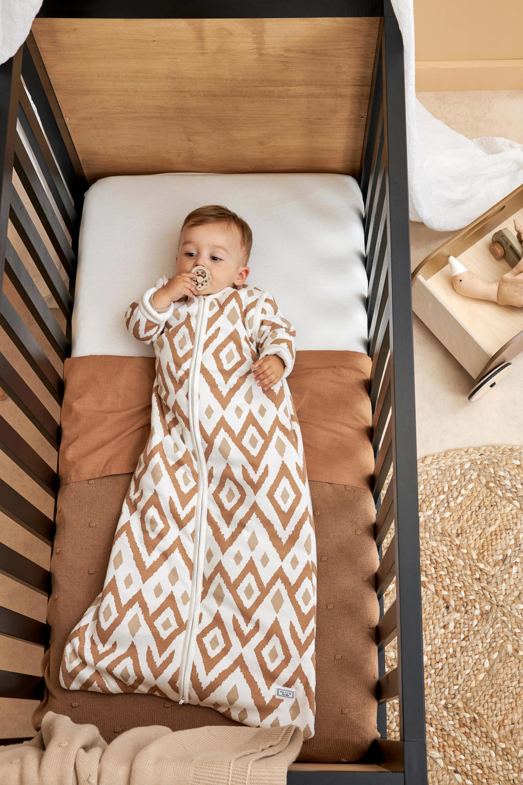 Meyco baby ledikantlaken Ikat/Uni 100x150 cm - set van 2 Sand/Toffee ...