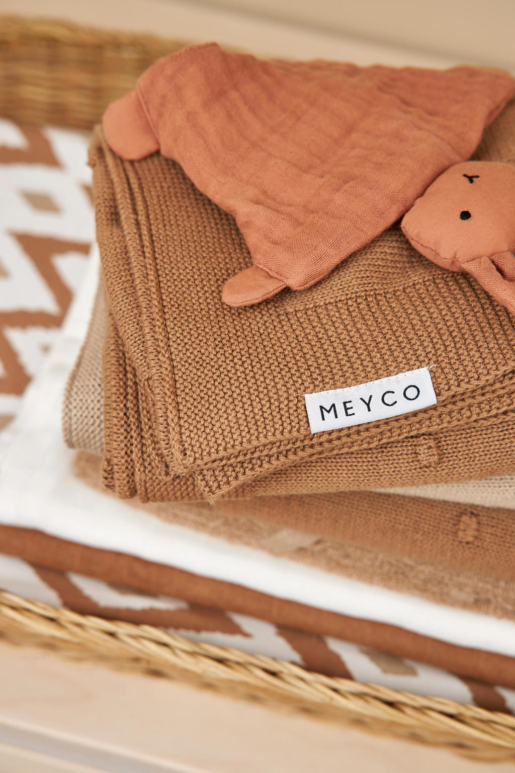 Meyco baby ledikantdeken Mini Knots 100x150 cm Toffee | wehkamp