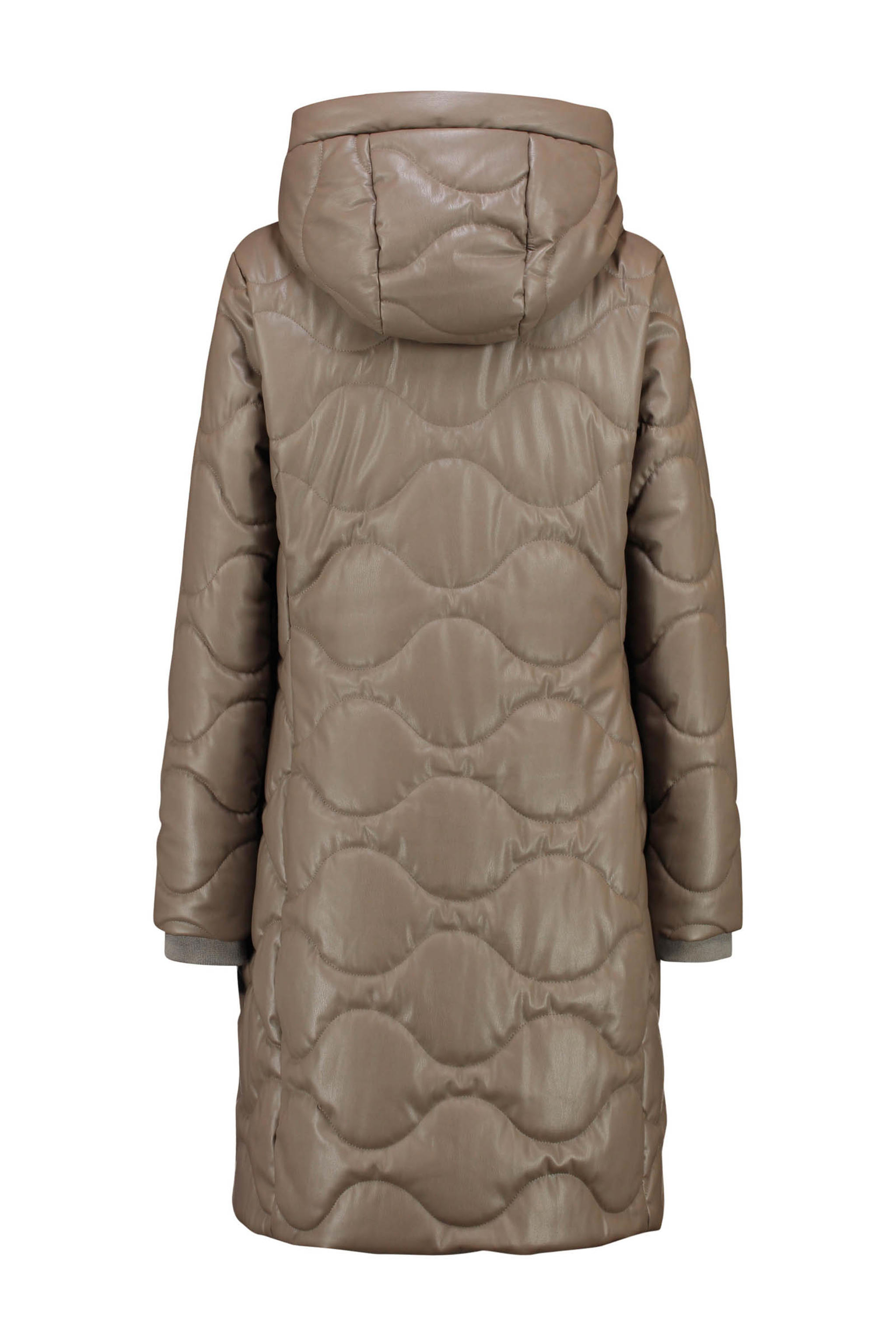 Maura by Claudia Strater lange pufferjas imitatieleren taupe | wehkamp